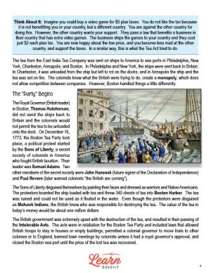 Boston Tea Party, Free PDF Download - Learn Bright